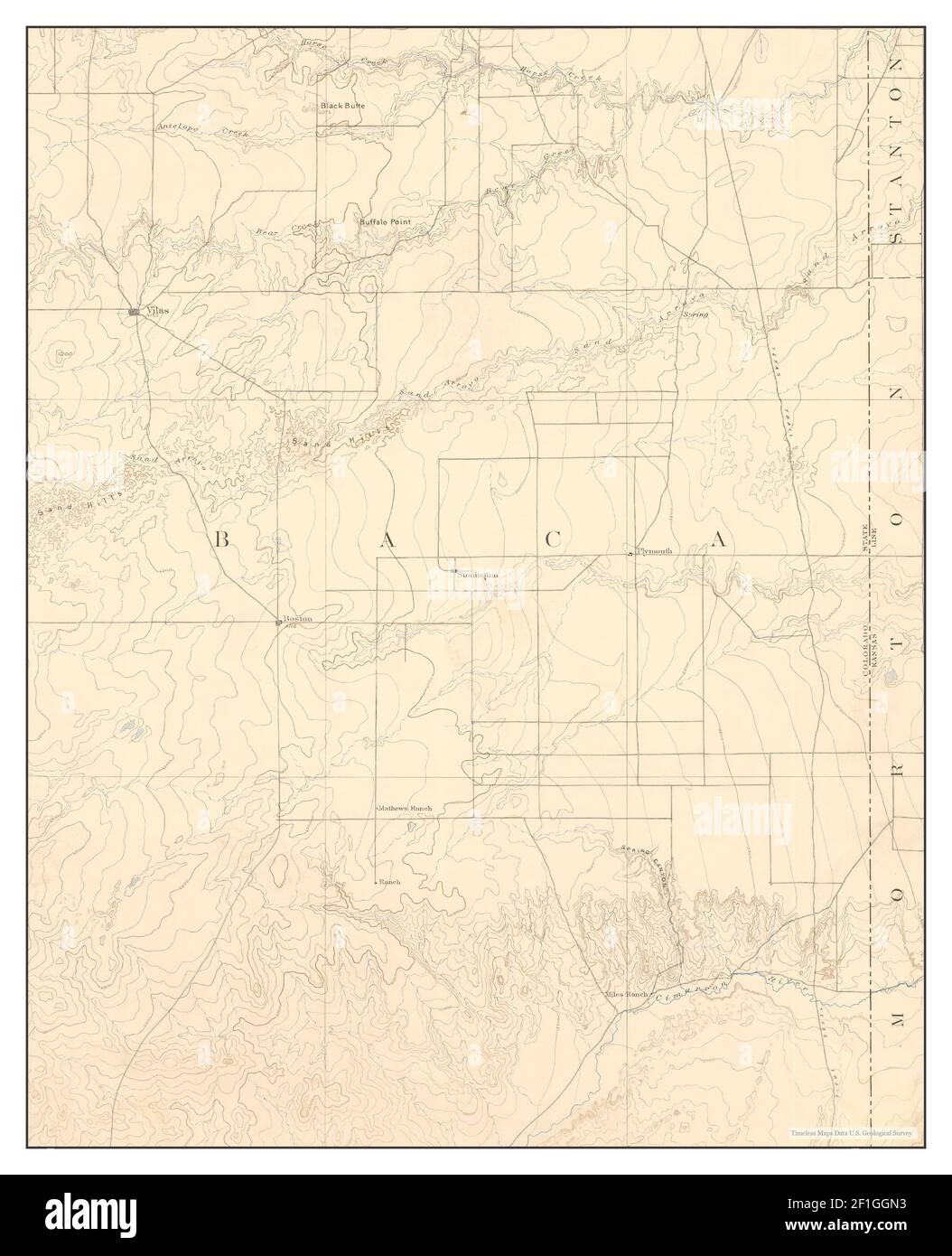 Vilas, Colorado, map 1892, 1:125000, United States of America by ...