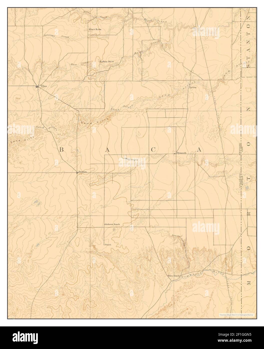 Vilas, Colorado, map 1892, 1:125000, United States of America by ...