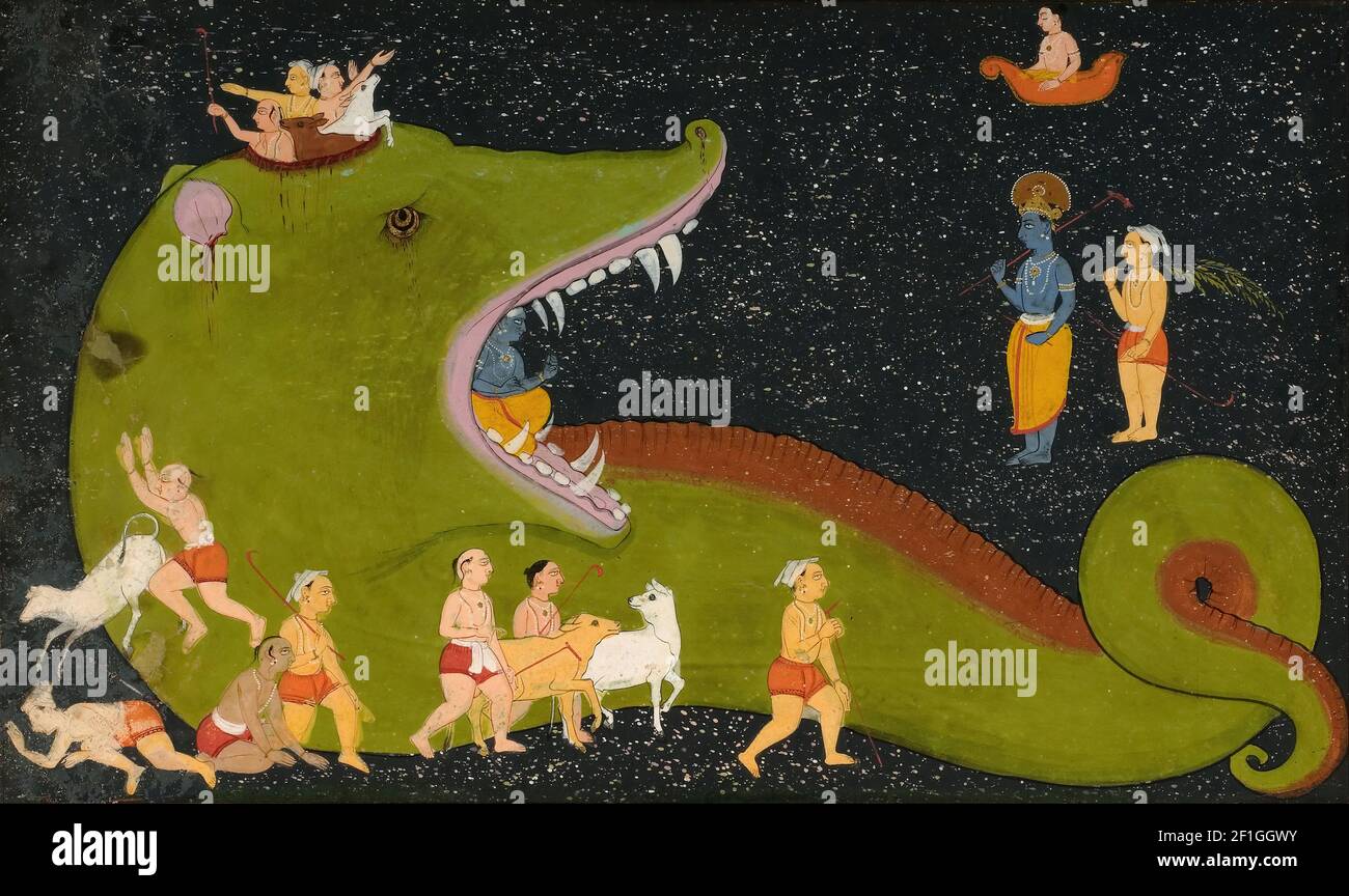 Mewar School - Krishna's Victory Over Aghasura Stock Photo - Alamy