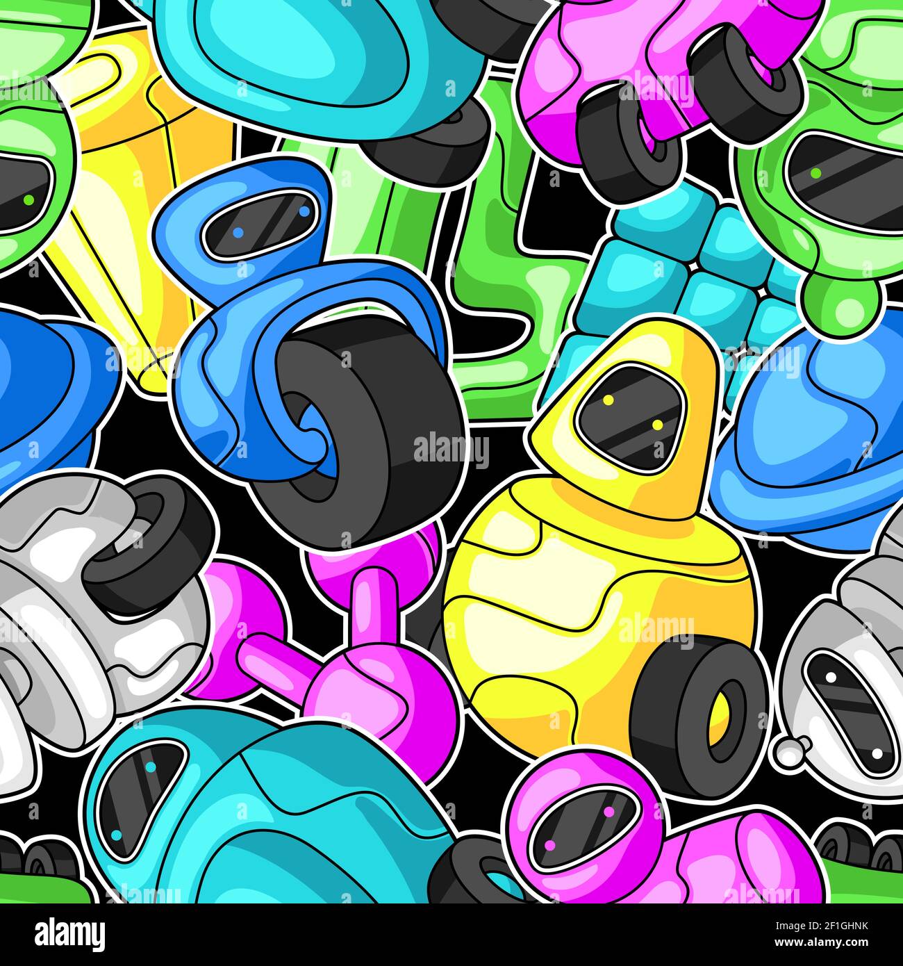 Seamless pattern with robots Stock Vector Image & Art - Alamy