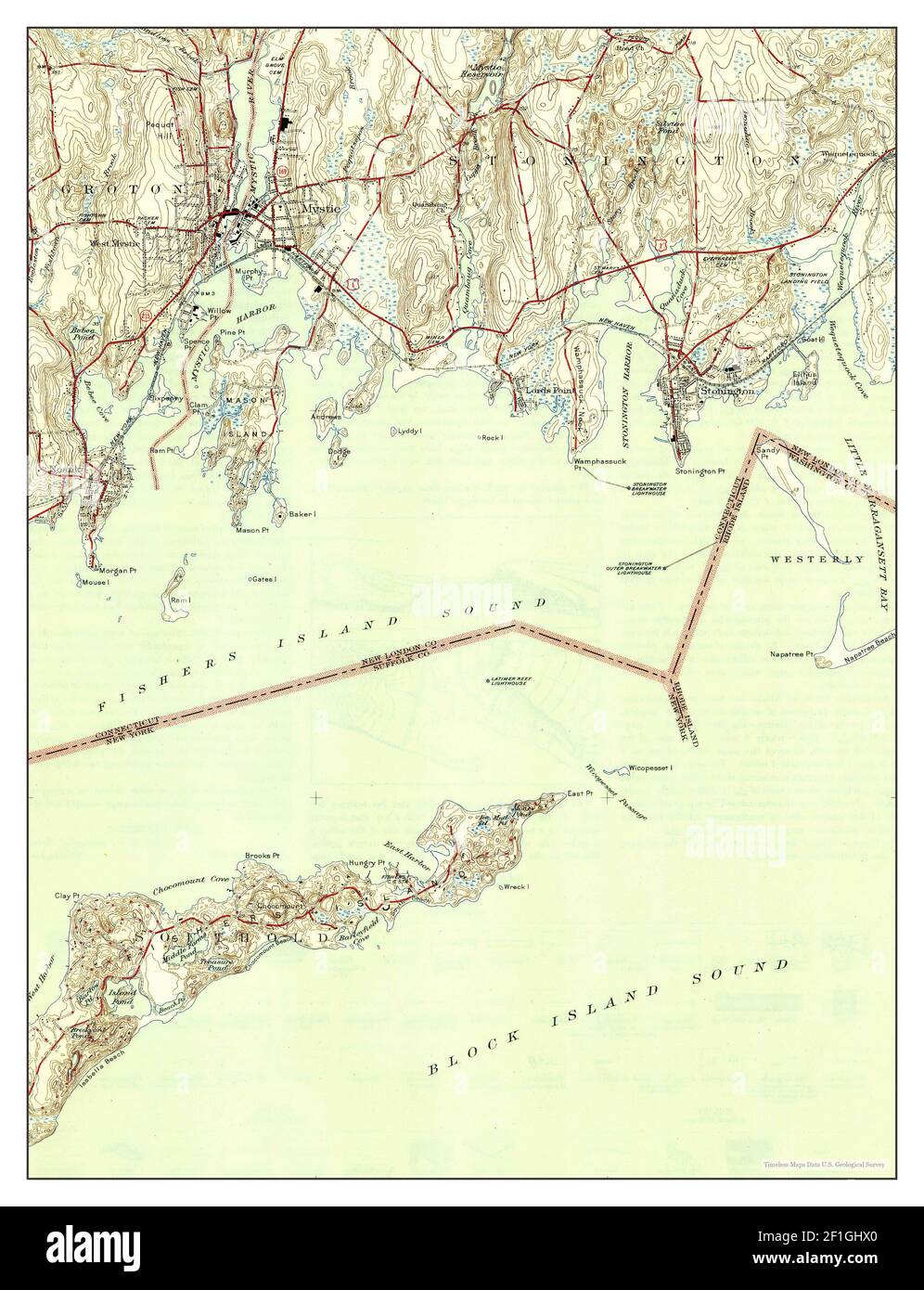 Old map of mystic Cut Out Stock Images & Pictures - Alamy