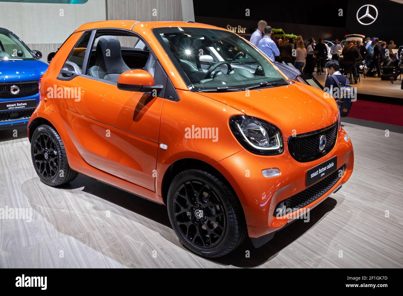 Smart Fortwo Cabrio Prime car at the Paris Motor Show in Expo Porte de ...