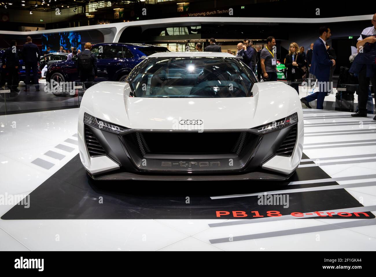 Audi AI RACE (PB18) e-tron concept super car unveiled at the Paris Motor Show. France - October ...