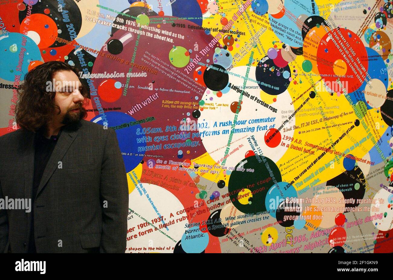 Tate Turner Prize Winner of 2002 Keith Tyson with his work entitled ...