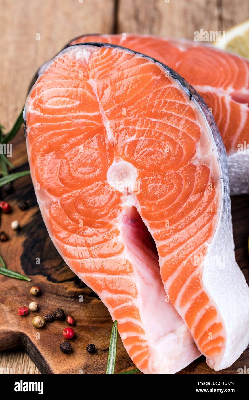 Slice of red fish salmon Stock Photo - Alamy