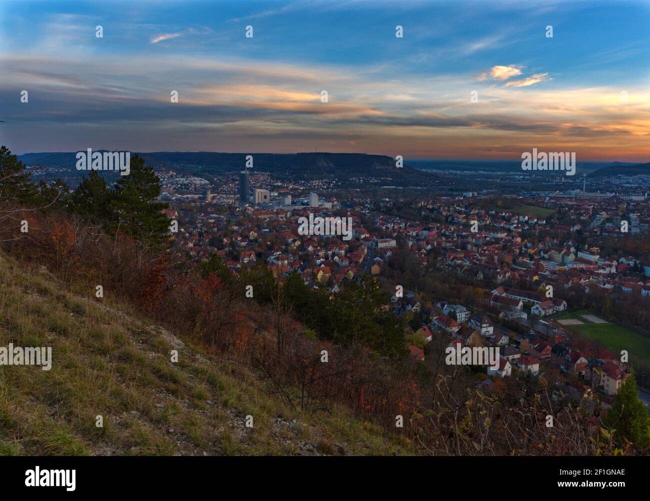 An aerial view of the skyline of the city Jena in Germany Stock Photo ...