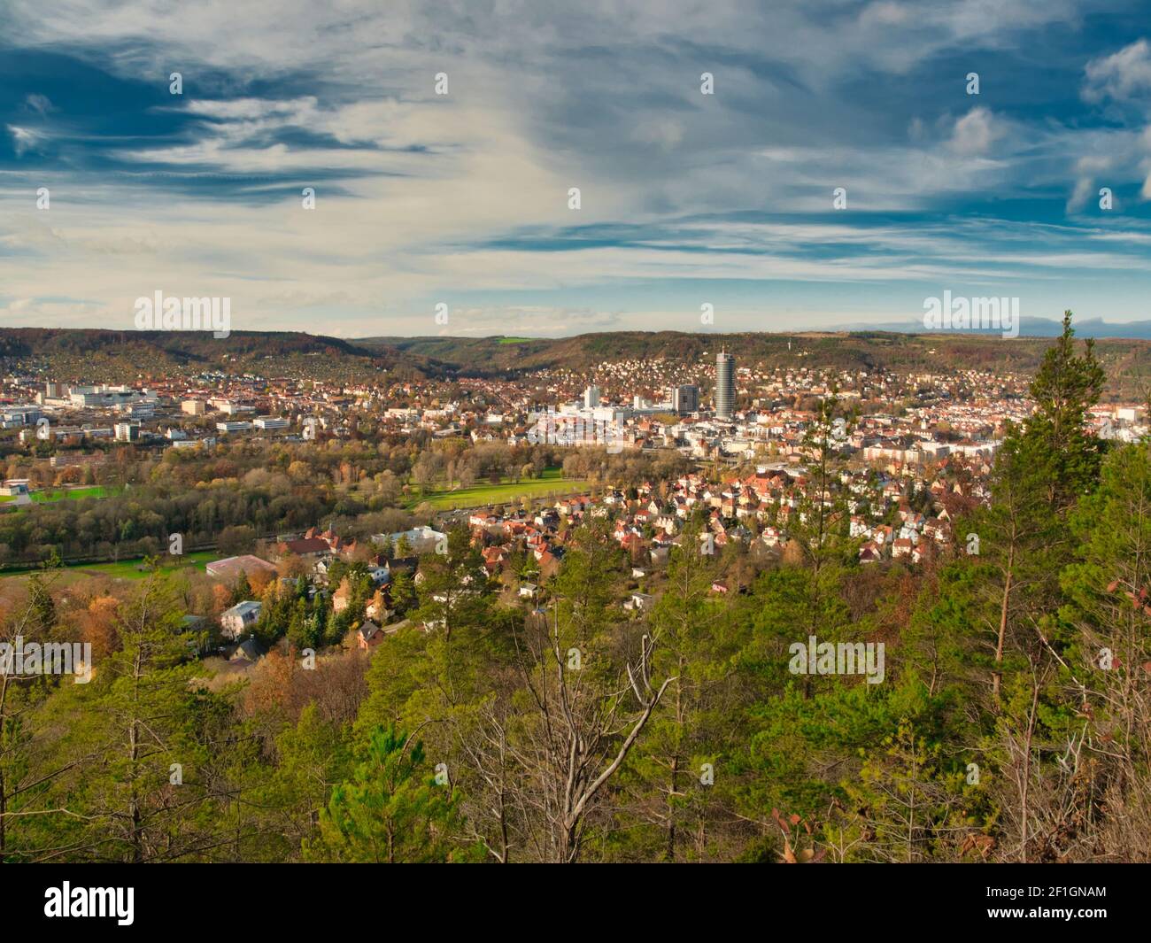 An aerial view of the skyline of the city Jena in Germany Stock Photo ...