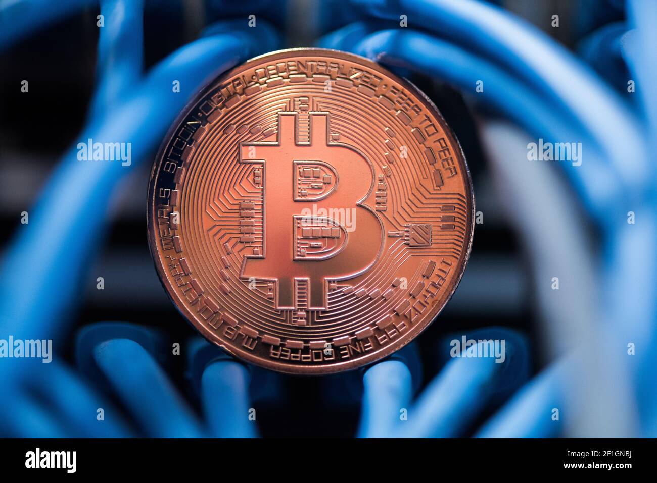 Bitcoin mining concept in blue hi-res stock photography and images - Alamy
