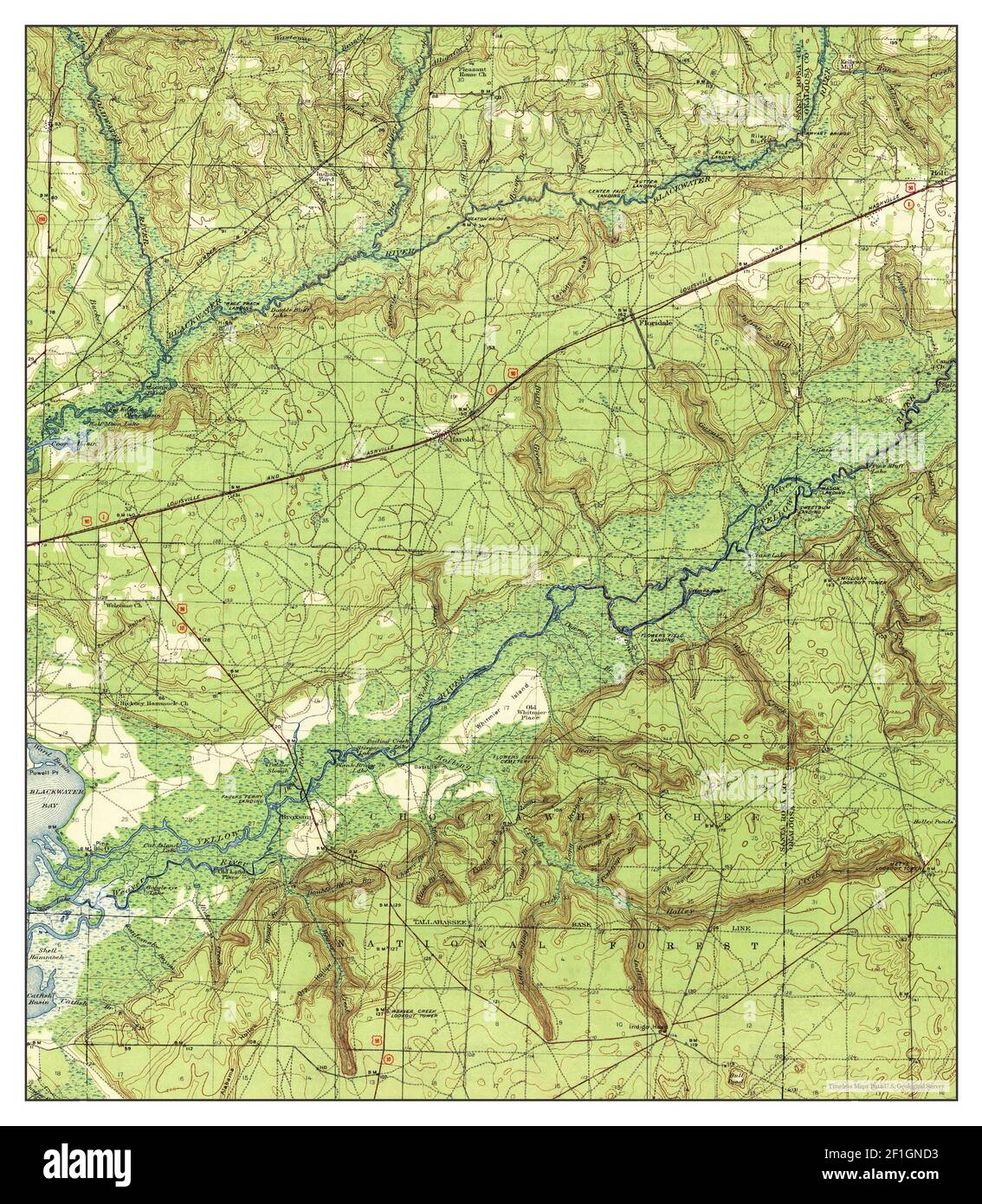 Harold, Florida, map 1938, 1:62500, United States of America by ...