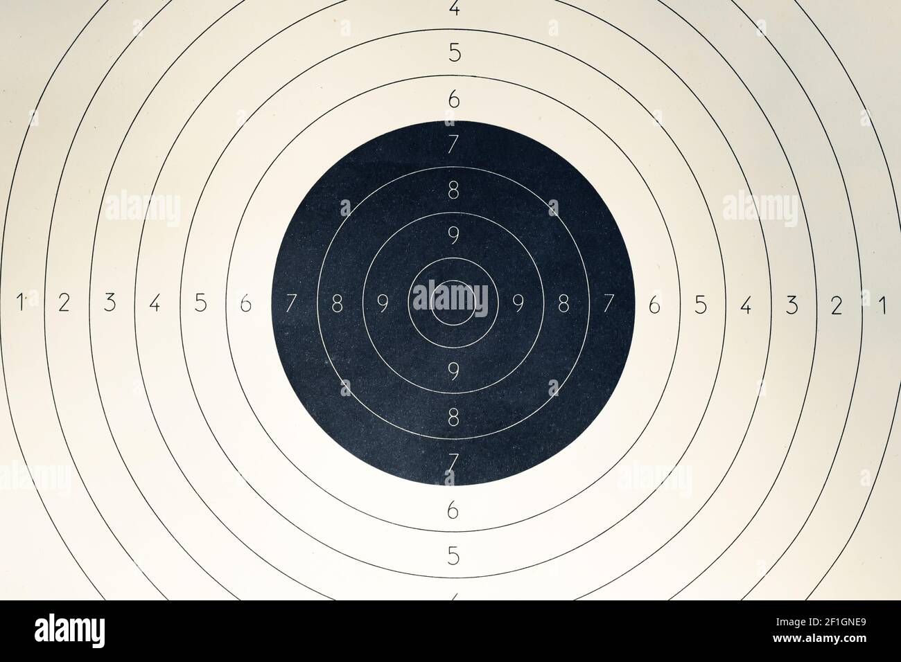Blank paper target with shooting range numbers. A round, clean target ...