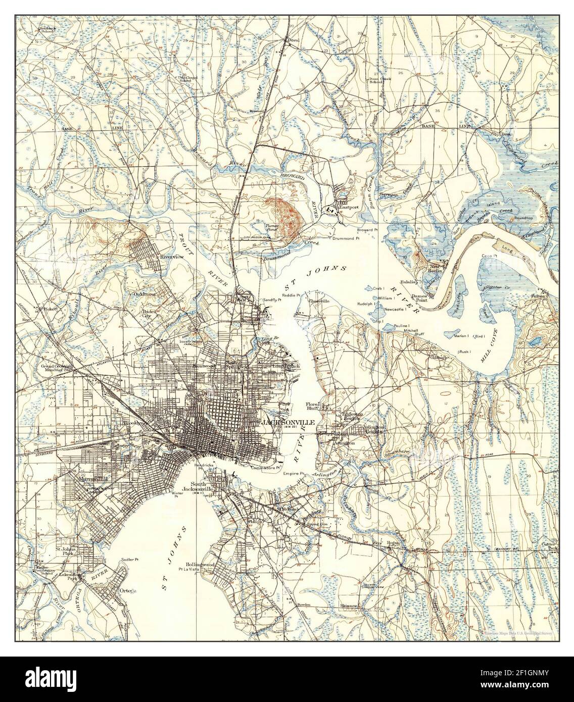 Old map of jacksonville hi-res stock photography and images - Alamy
