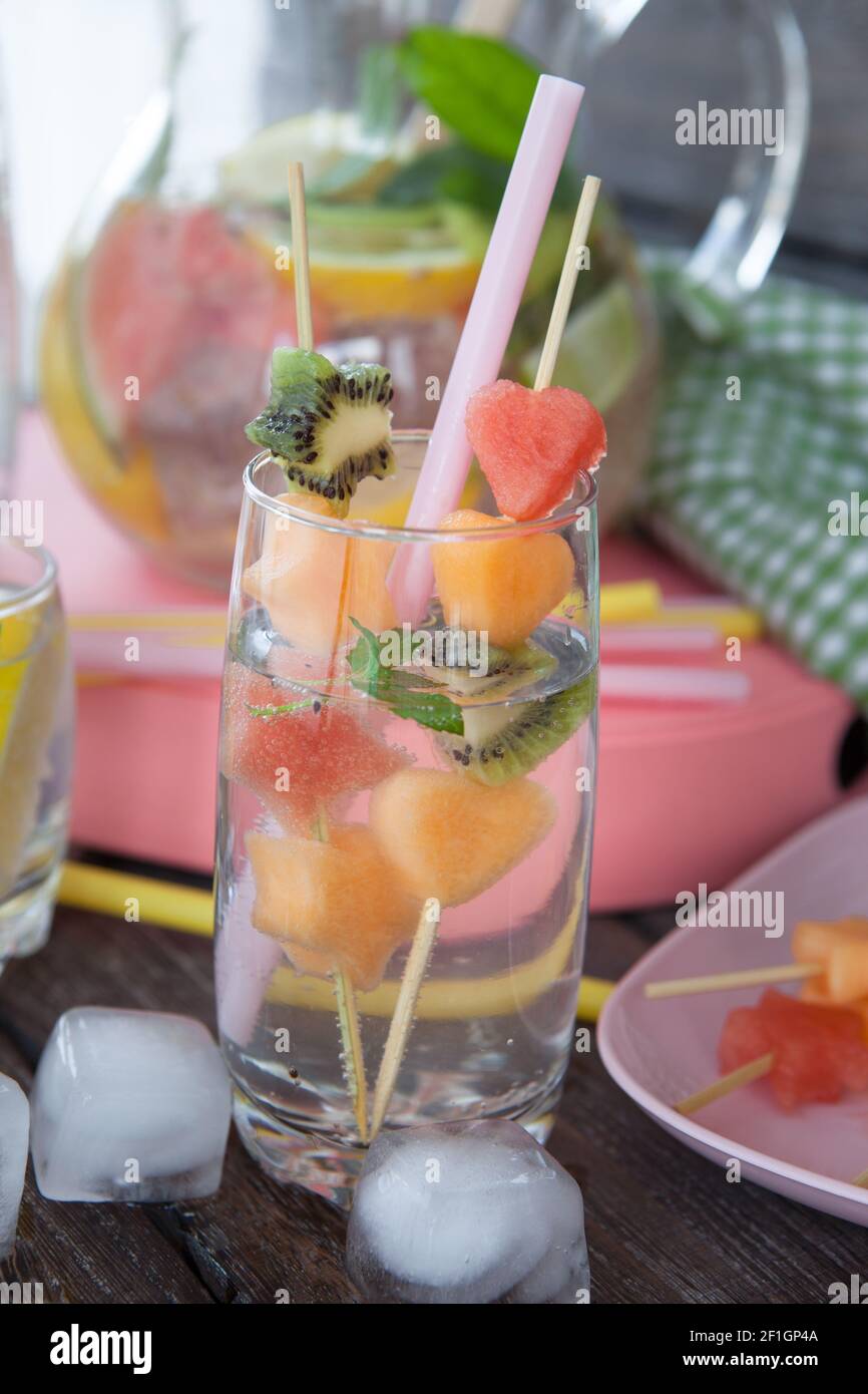 Lemonade with fresh fruit Stock Photo - Alamy