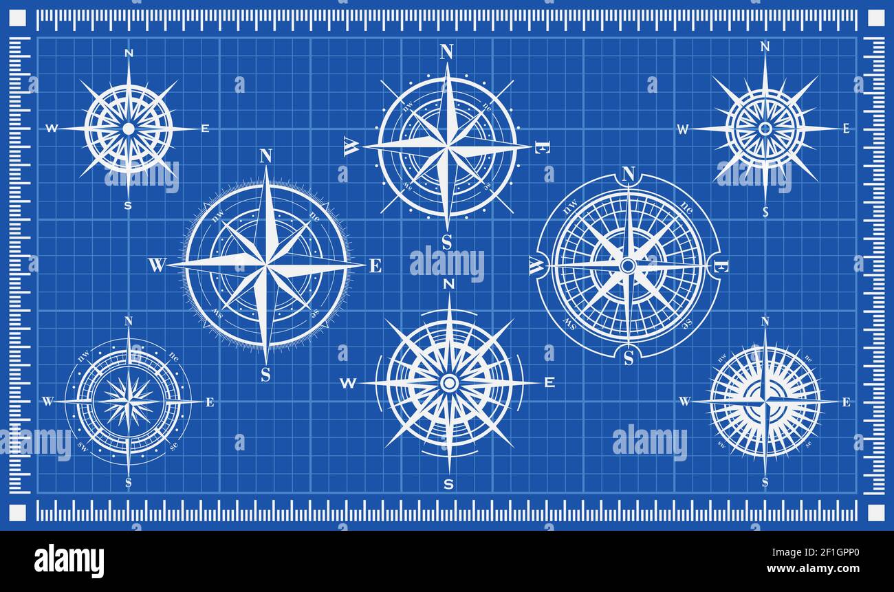 Blue Compass Rose Transparent