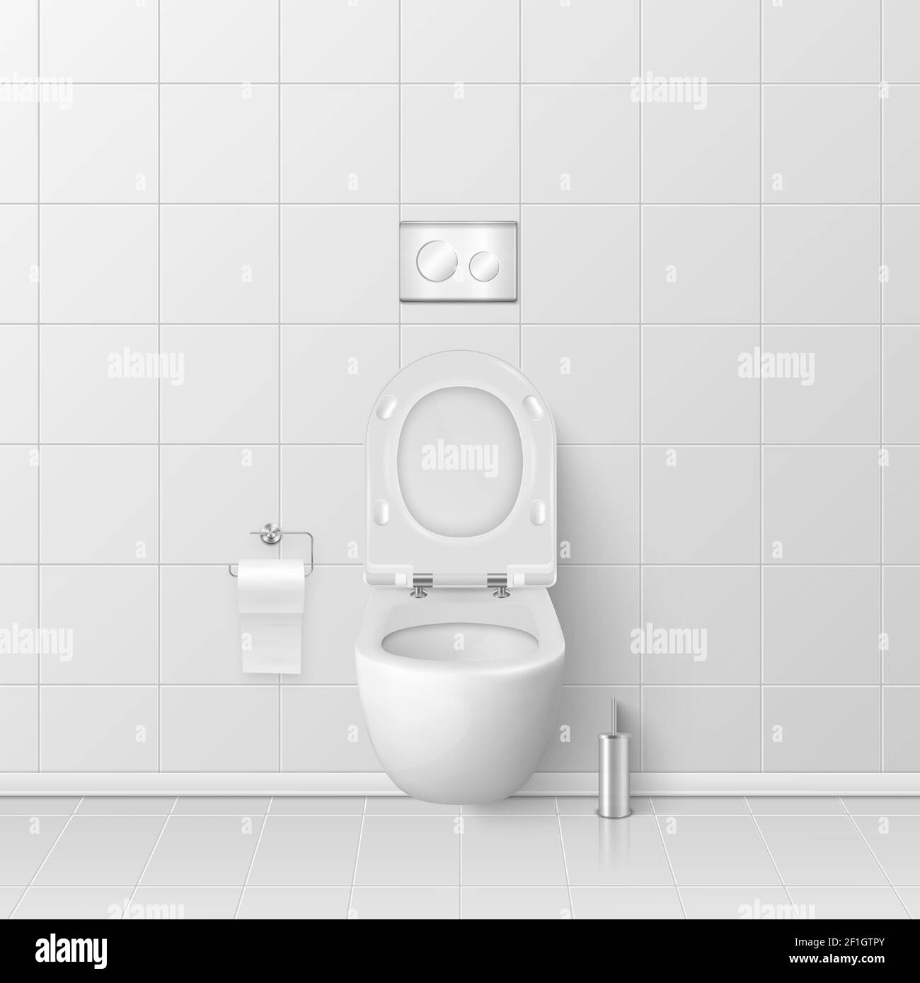 Vector 3d Realistic White Ceramic Toilet in the Bathroom, Toilet Room ...