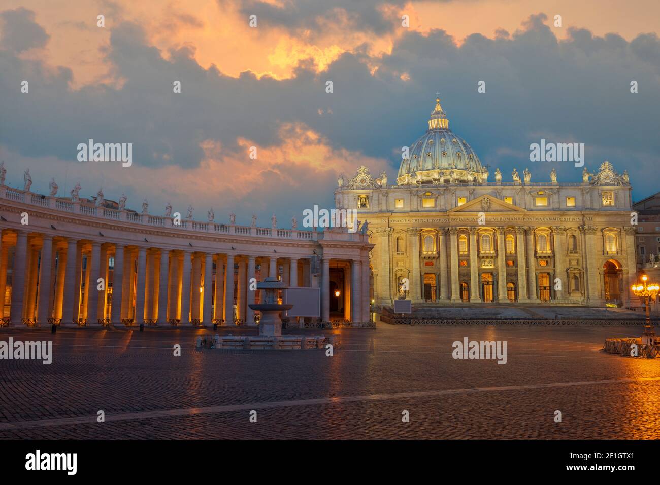 St. Peter's Basilica on St. Peter's square in Vatican at sunset Stock ...