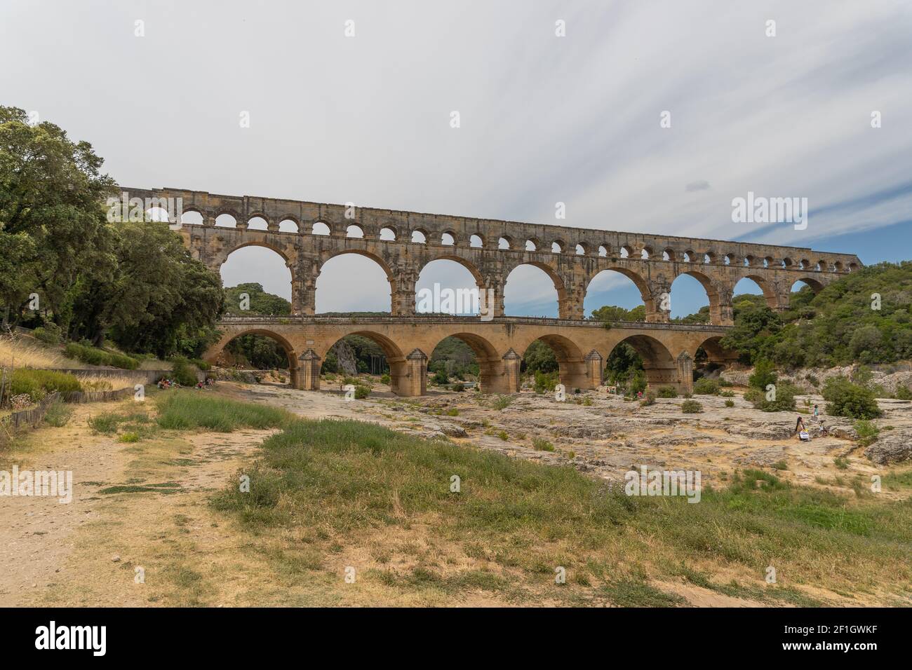 Pont du gard, a famous old acqueduct bridge close to Nimes in France ...