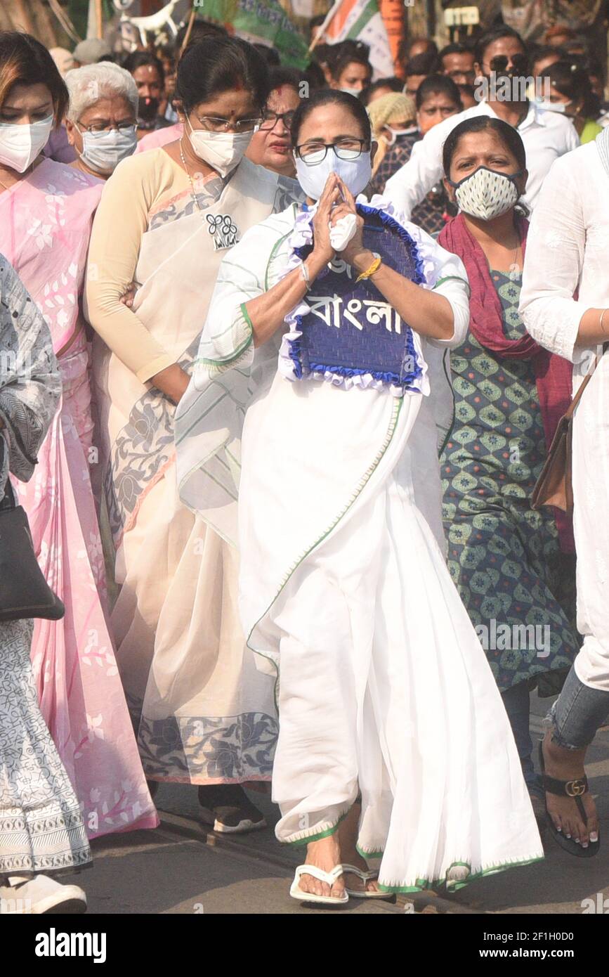 KOLKATA, INDIA - MARCH 8: West Bengal Chief Minister Mamata Banerjee ...