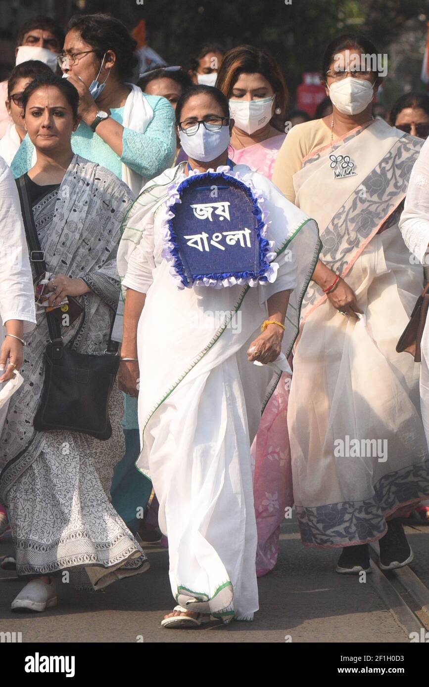 KOLKATA, INDIA - MARCH 8: West Bengal Chief Minister Mamata Banerjee ...