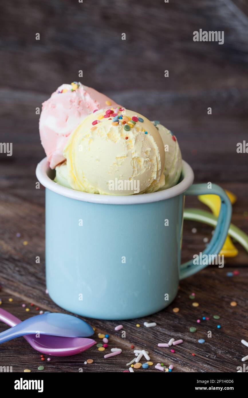Colorful ice cream in cup Stock Photo - Alamy