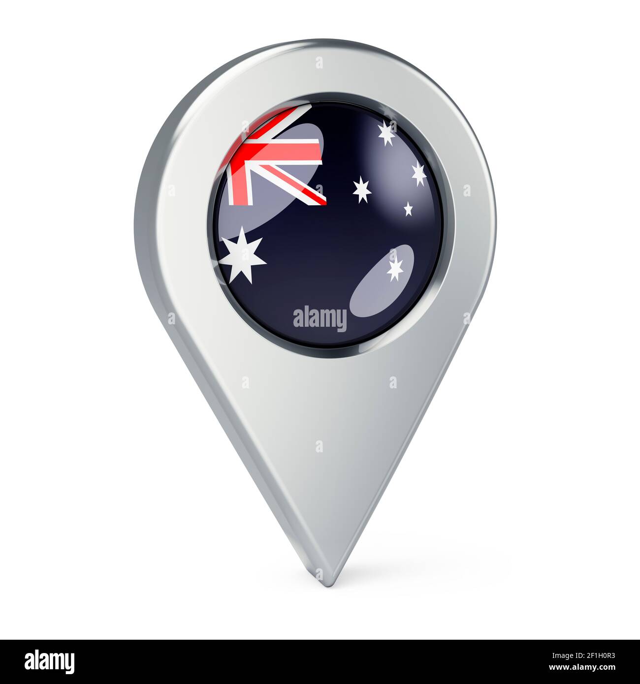 Map pointer with flag of Australia, 3D rendering isolated on white ...