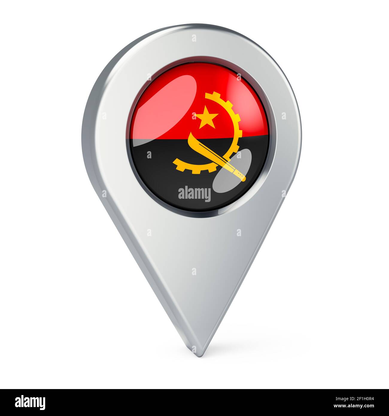 Map pointer with flag of Angola, 3D rendering isolated on white ...