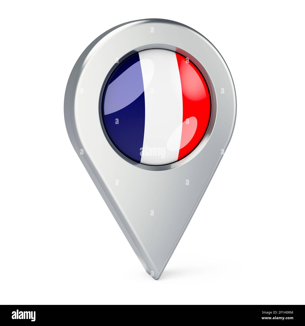 Map pointer with flag of France, 3D rendering isolated on white ...
