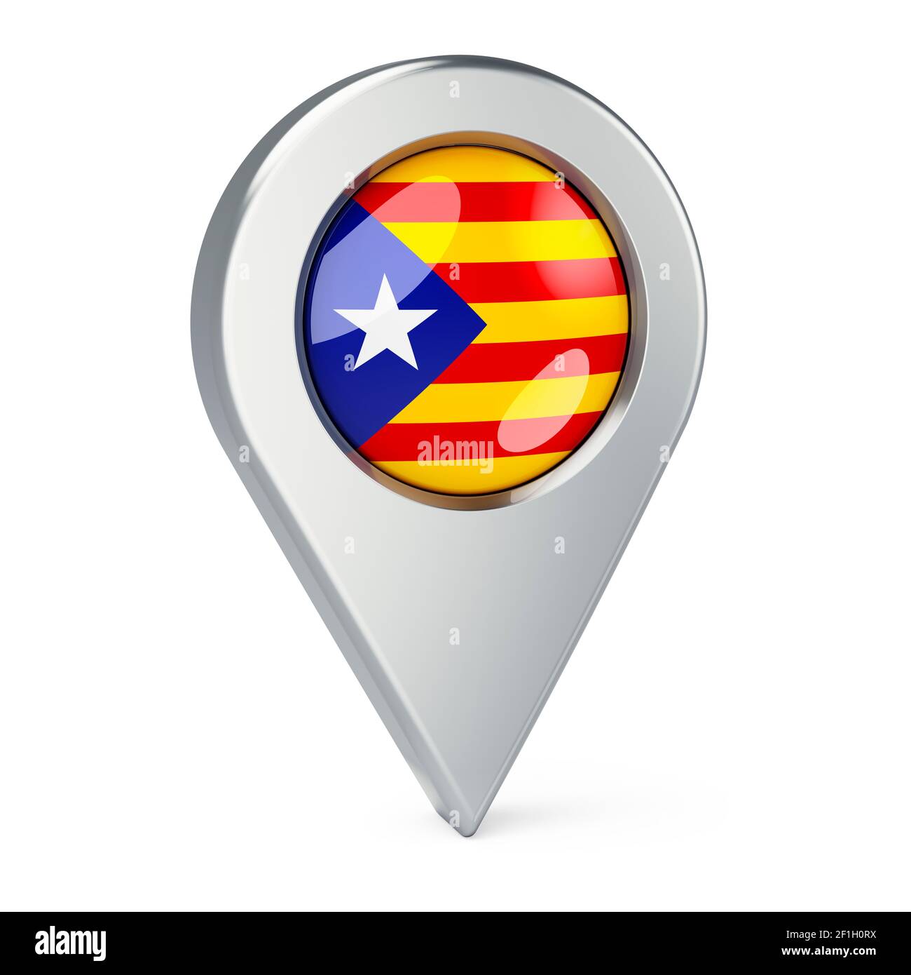 Map pointer with flag of Catalonia, 3D rendering isolated on white background Stock Photo - Alamy