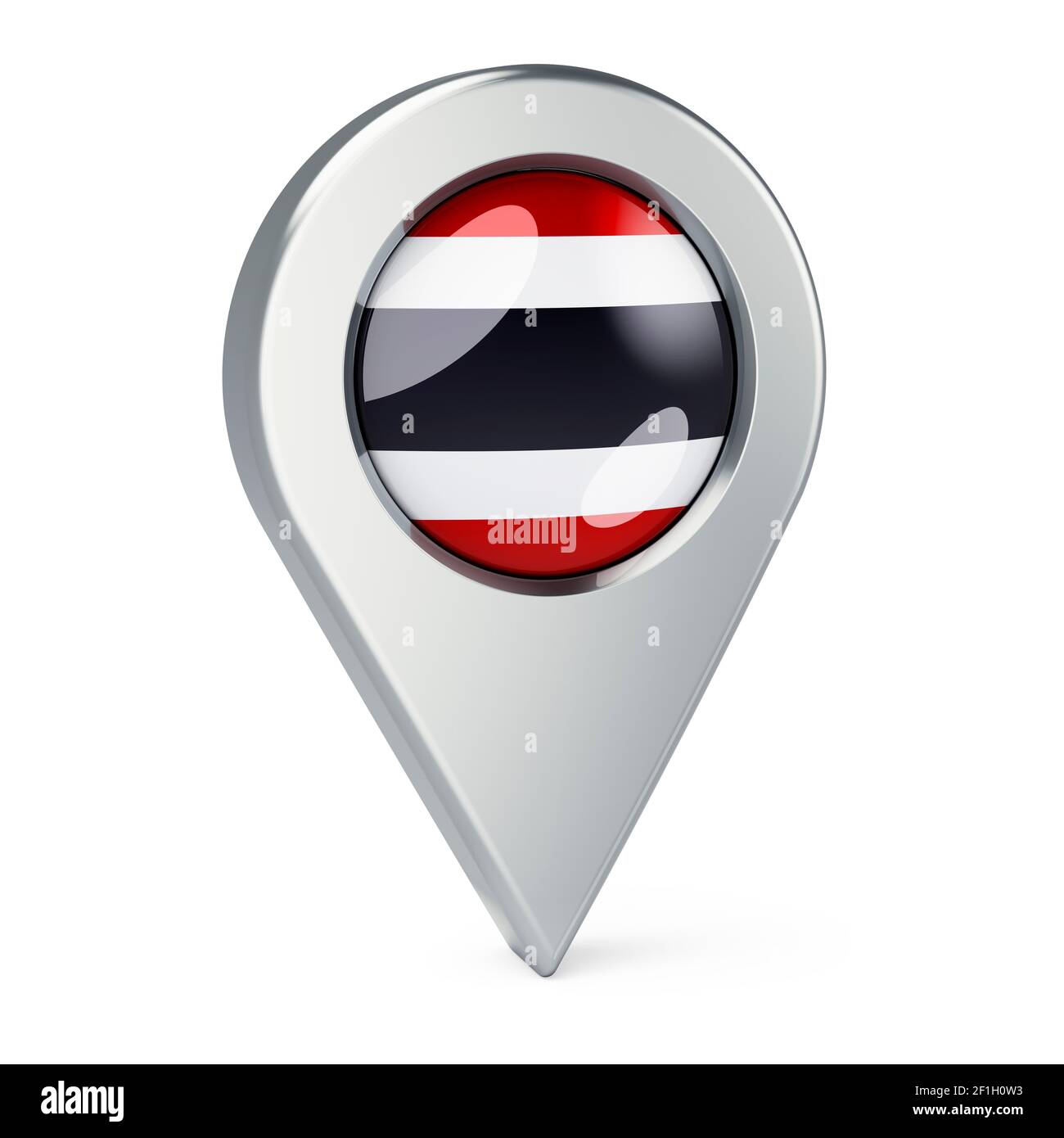 Map pointer with flag of Thailand, 3D rendering isolated on white ...