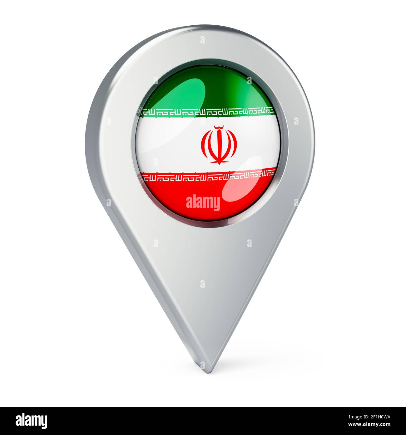 Map pointer with flag of Iran, 3D rendering isolated on white ...