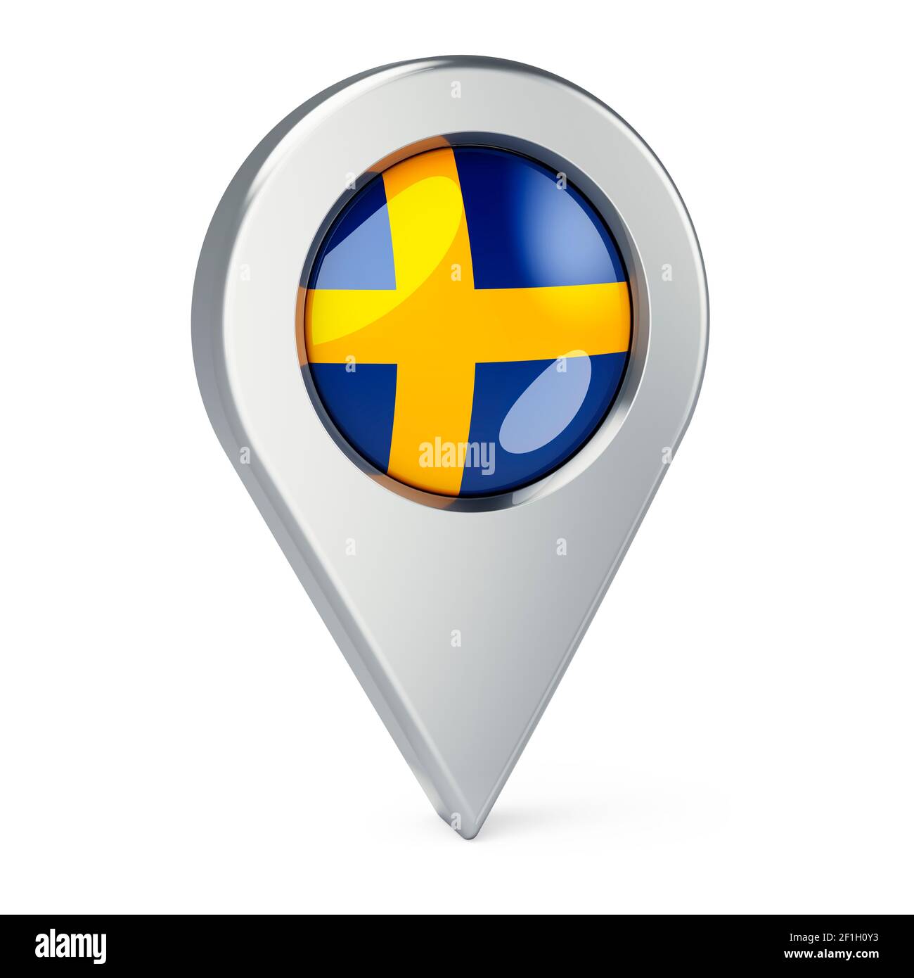 Map pointer with flag of Sweden, 3D rendering isolated on white ...