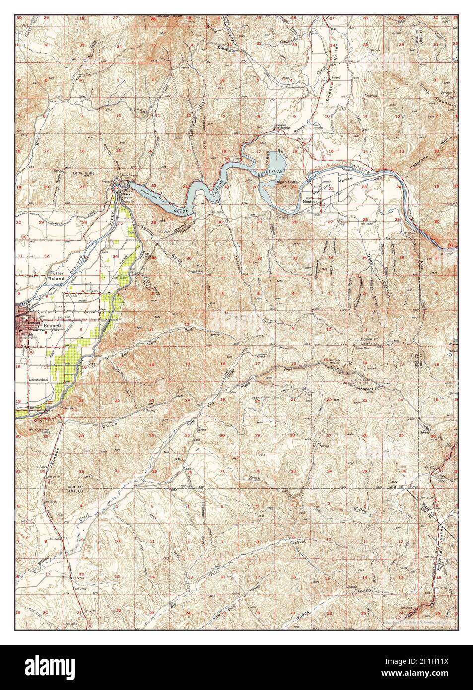Montour, Idaho, map 1953, 1:62500, United States of America by Timeless ...