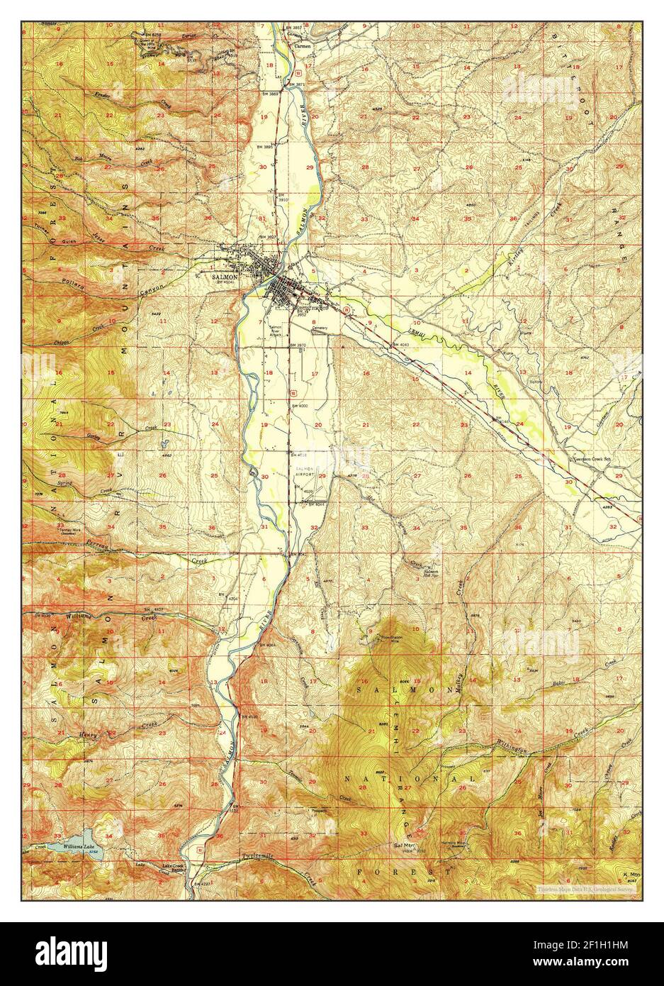 Salmon, Idaho, map 1951, 1:62500, United States of America by Timeless ...