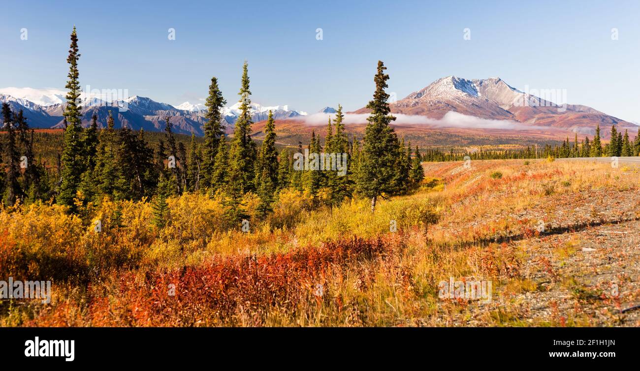 An Ancient Volcano Stands in the Northern Territory of Alaska Stock ...