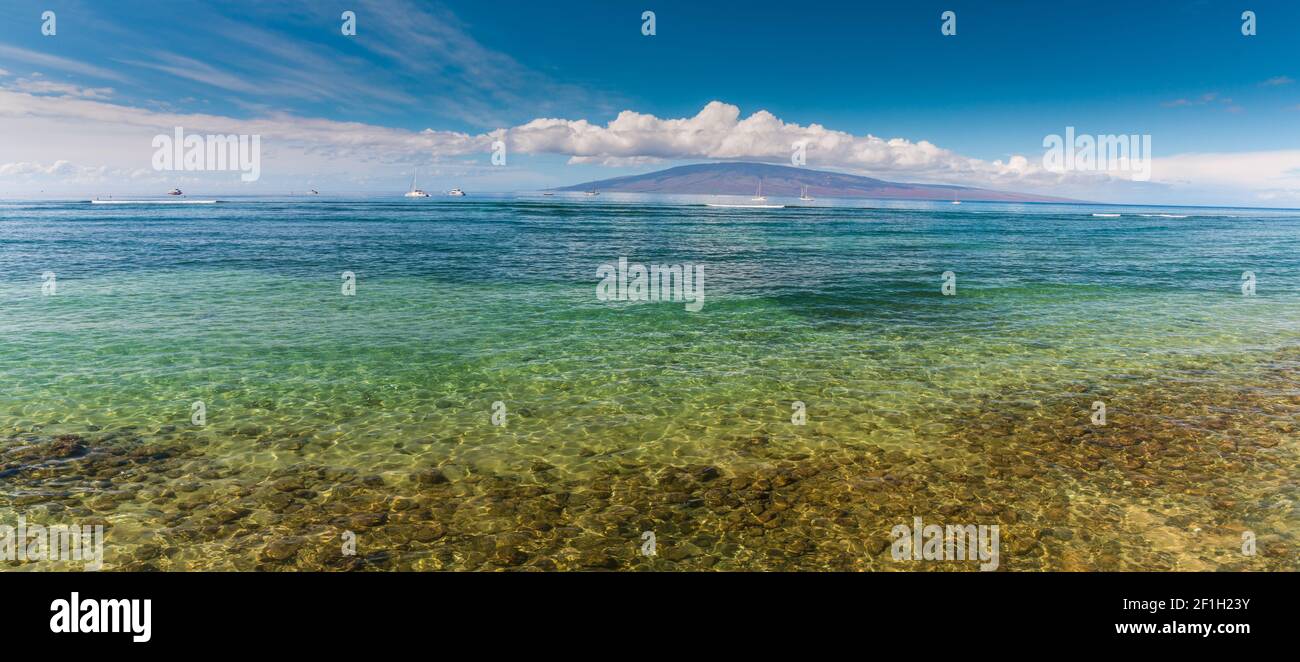 The Island of Lanai Across the Clear Water of Lahaina Bay, Lahaina ...