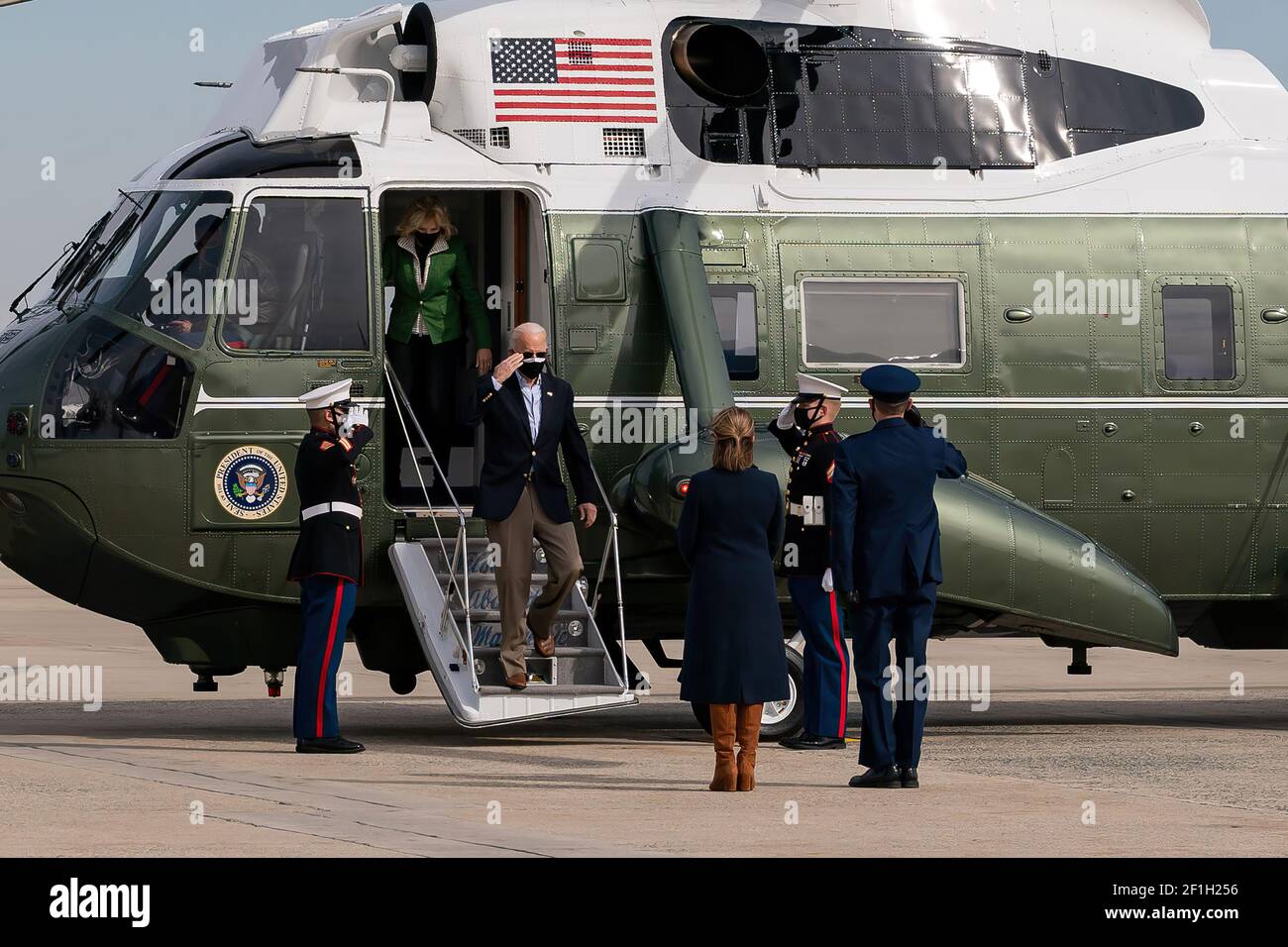 President Joe Biden, joined by First Lady Jill Biden, salutes U.S Air ...