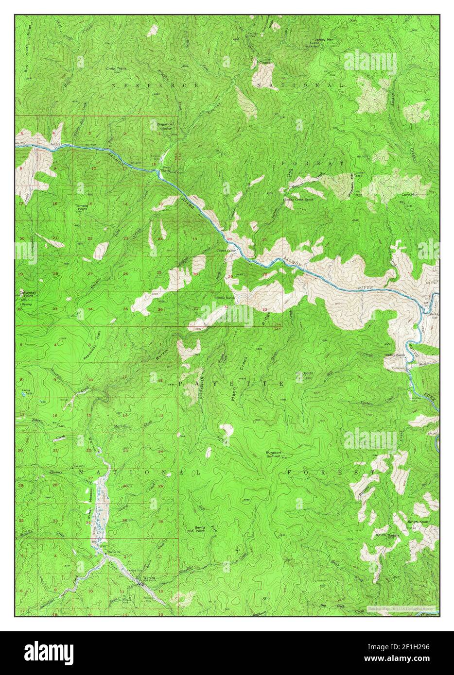 Warren, Idaho, map 1956, 1:62500, United States of America by Timeless ...
