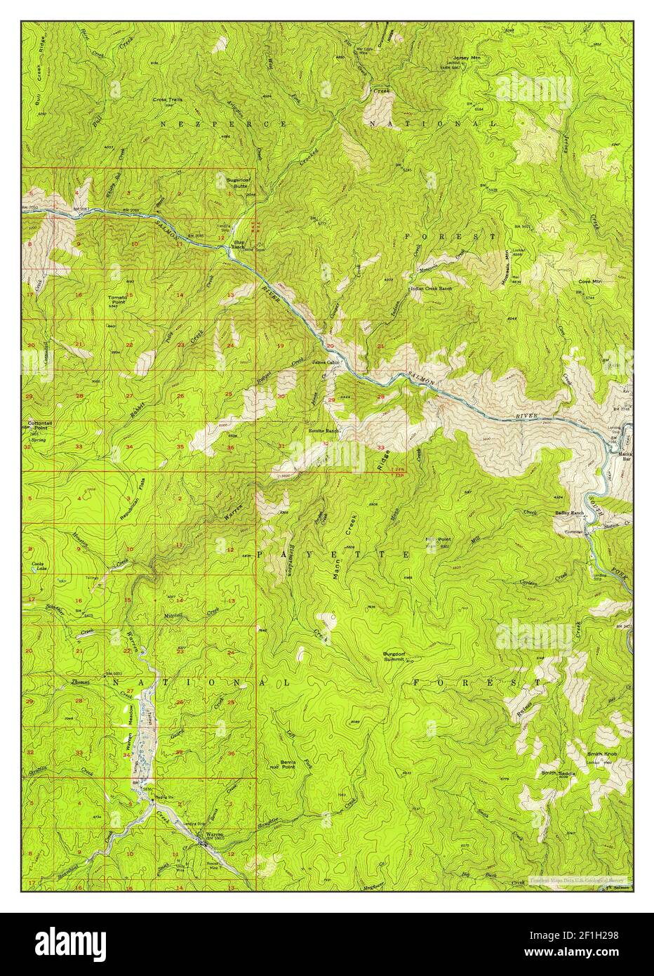 Warren, Idaho, map 1956, 1:62500, United States of America by Timeless ...