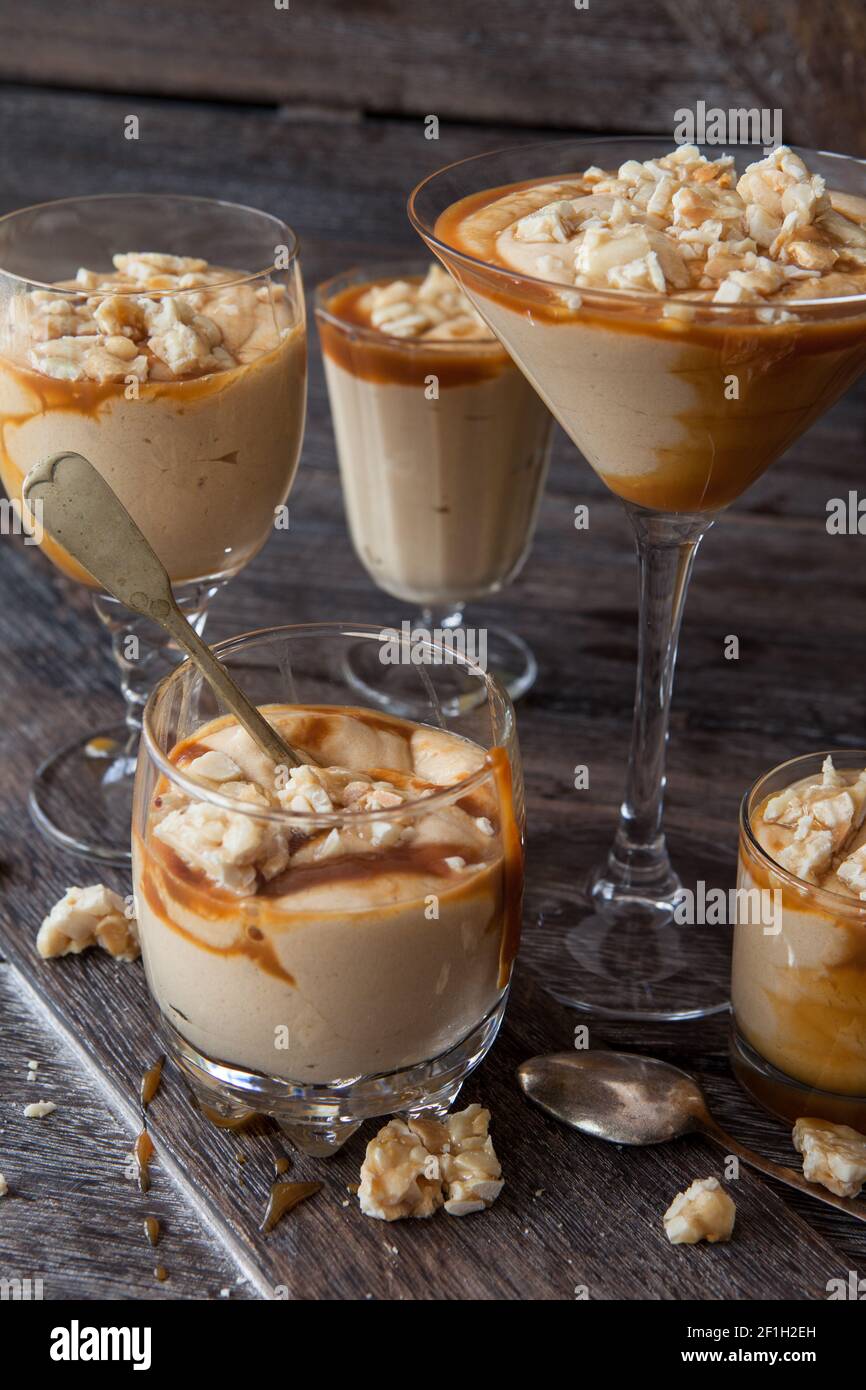 Tasty Caramel Mousse Stock Photo - Alamy