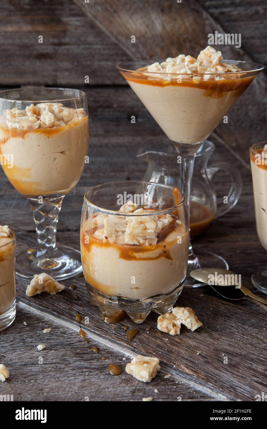 Tasty Caramel Mousse Stock Photo - Alamy