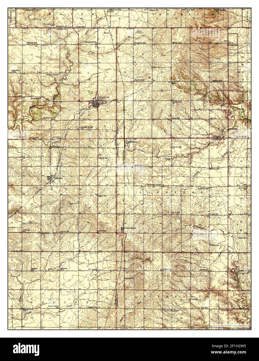 Bradford, Illinois, map 1945, 1:62500, United States of America by ...