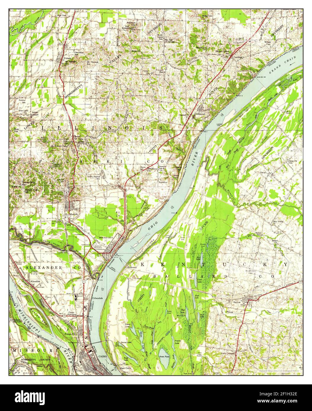 Cairo, Illinois, map 1953, 1:62500, United States of America by ...