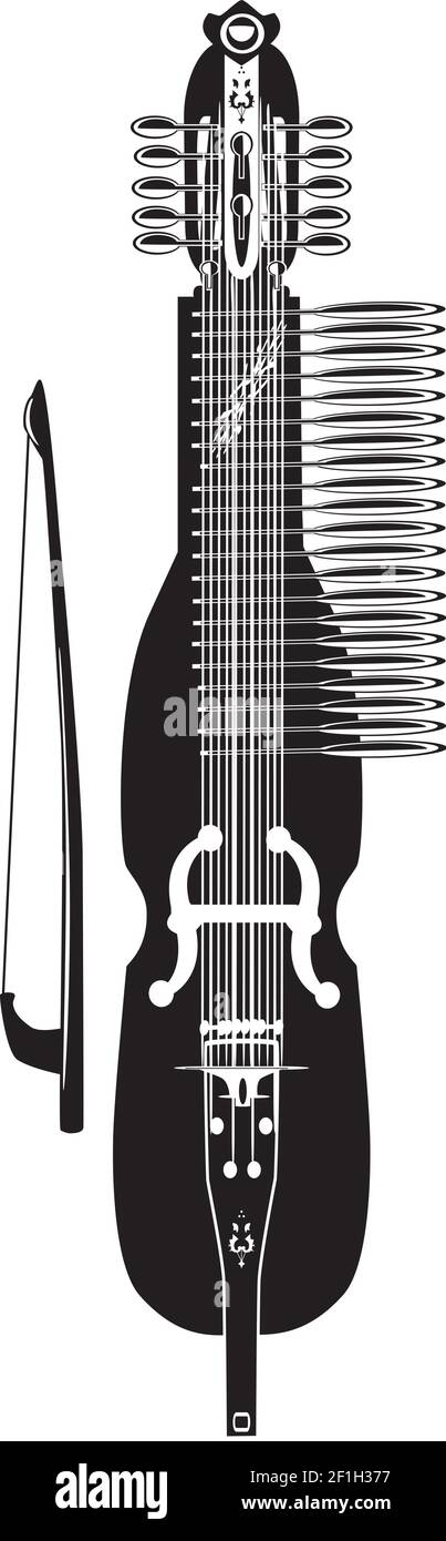 Vector illustration of black and white swedish nyckelharpa Stock Vector ...