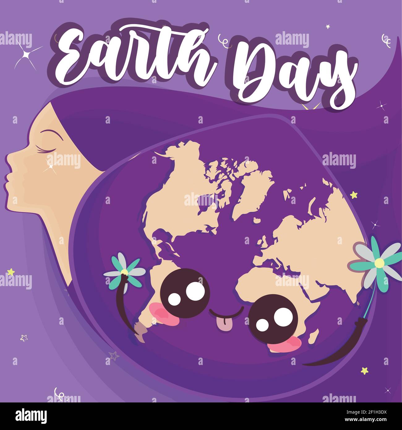 Earth planet kawaii Stock Vector Images - Alamy