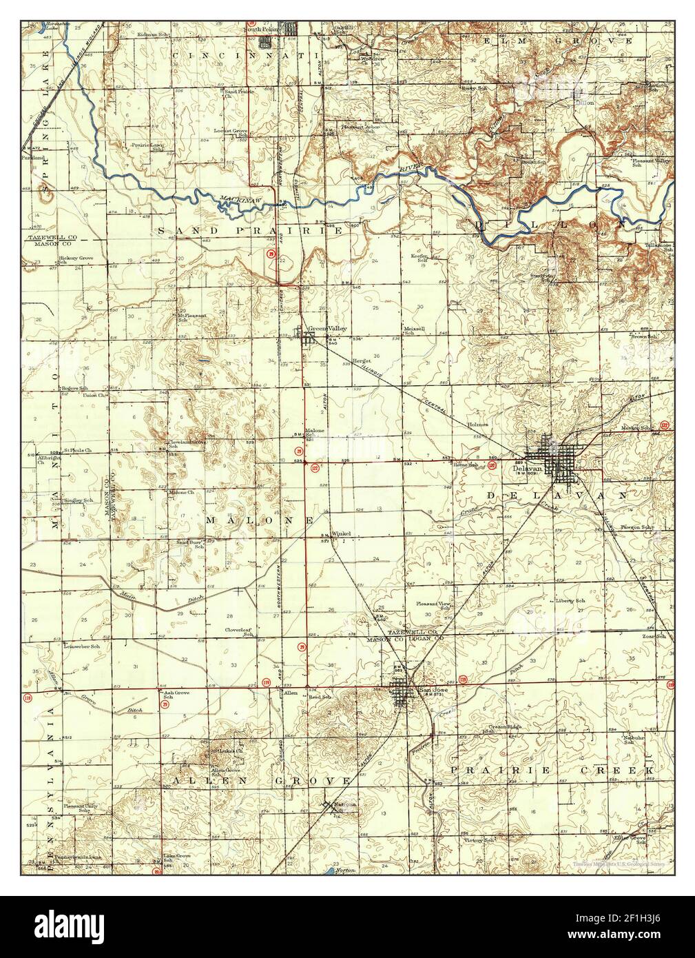 Delavan, Illinois, map 1942, 1:62500, United States of America by ...