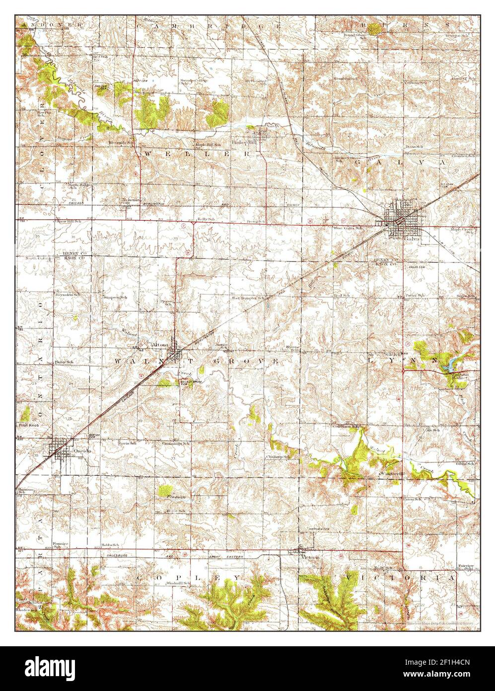 Galva, Illinois, map 1940, 1:62500, United States of America by ...