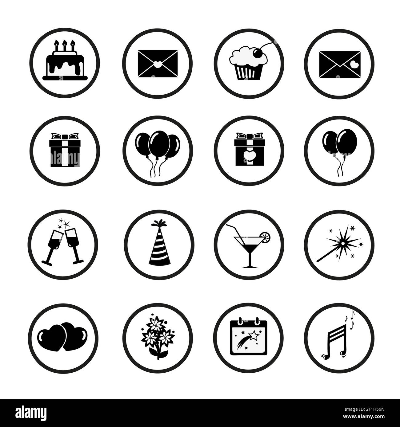 Set black white symbols Cut Out Stock Images & Pictures - Alamy