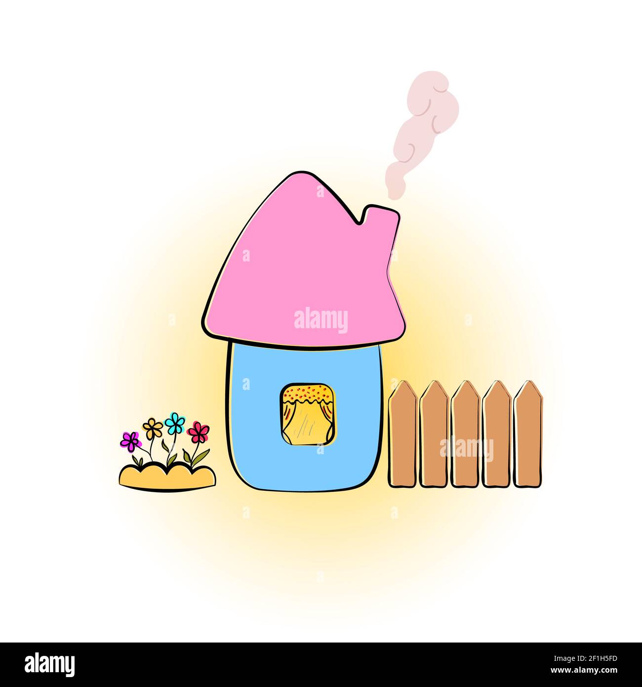 Vector illustration rural house Cut Out Stock Images & Pictures - Alamy