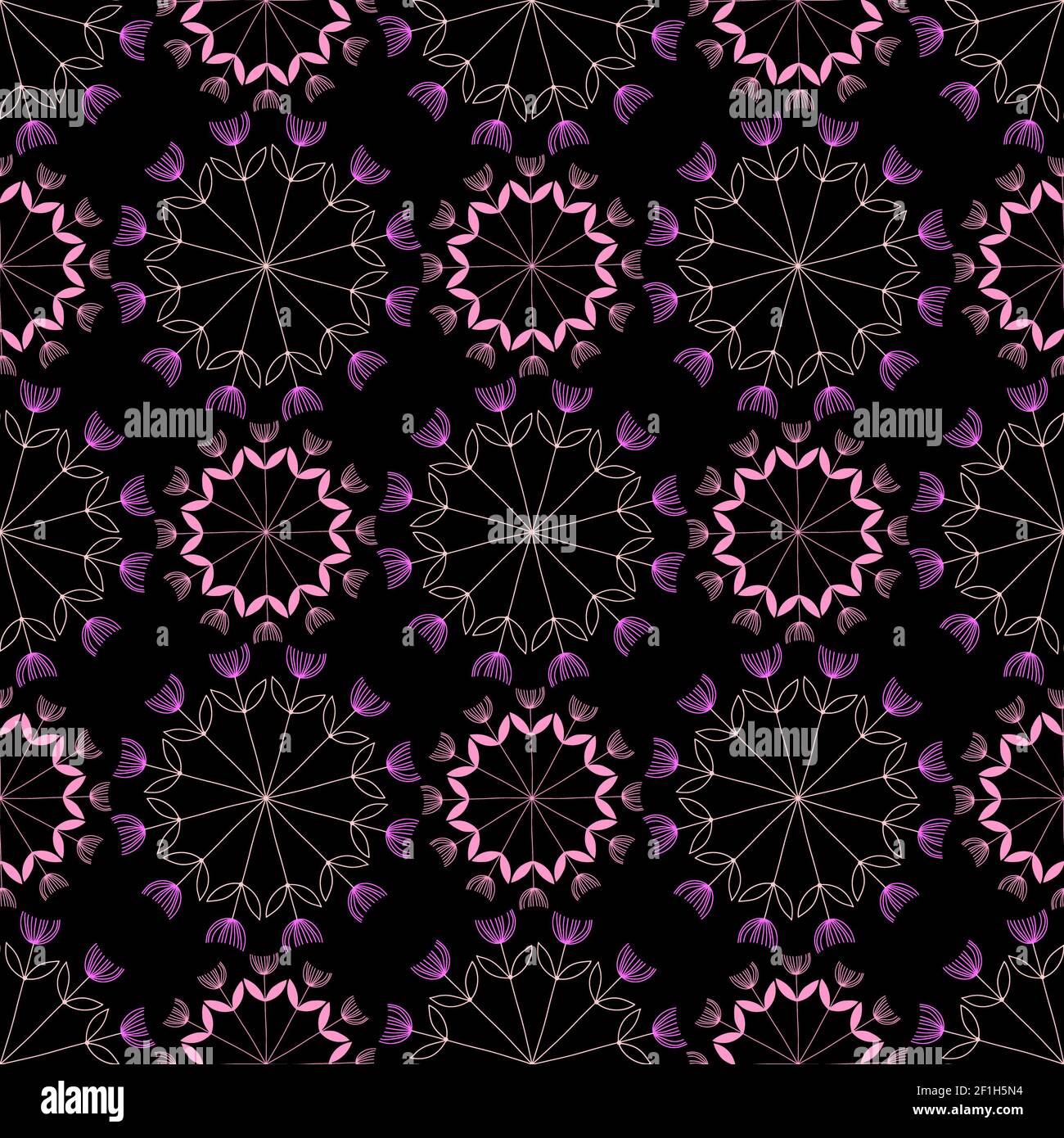Vector illustration of seamless pattern with creative flowers Stock ...