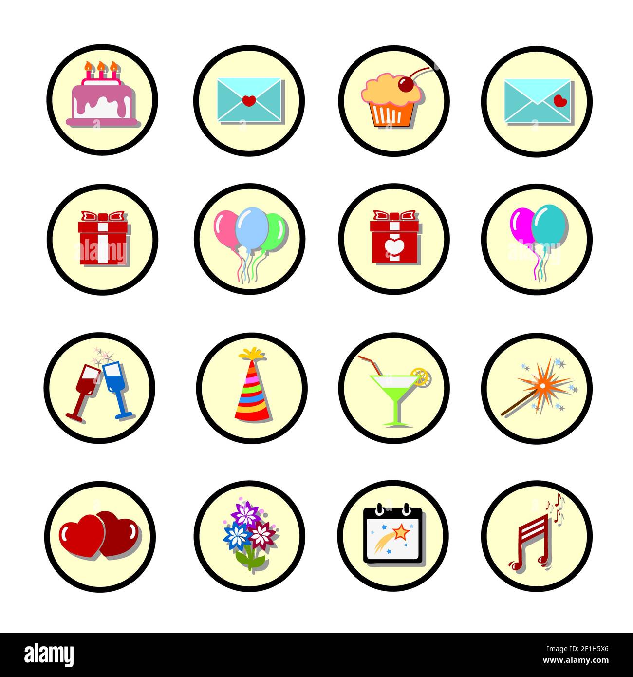 Black white cocktail icons Cut Out Stock Images & Pictures - Alamy