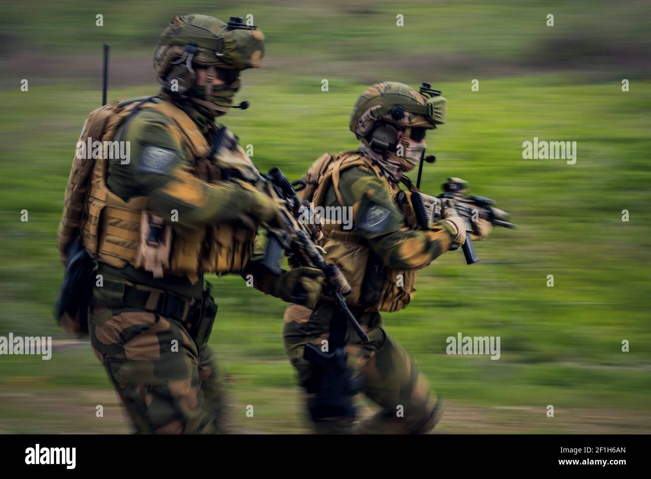 The special forces soldiers on the operation; motion blur effect Stock ...
